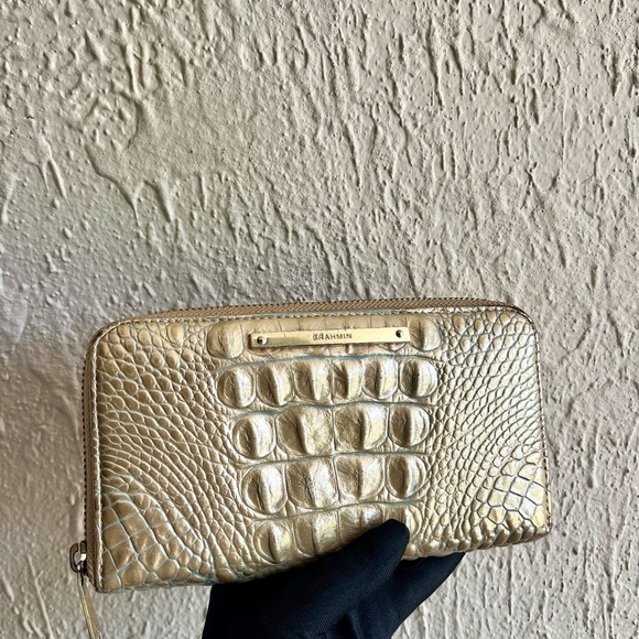 Brahmin | Bags | Brahmin Gold Crocodile Embossed Long Wallet | Poshmark